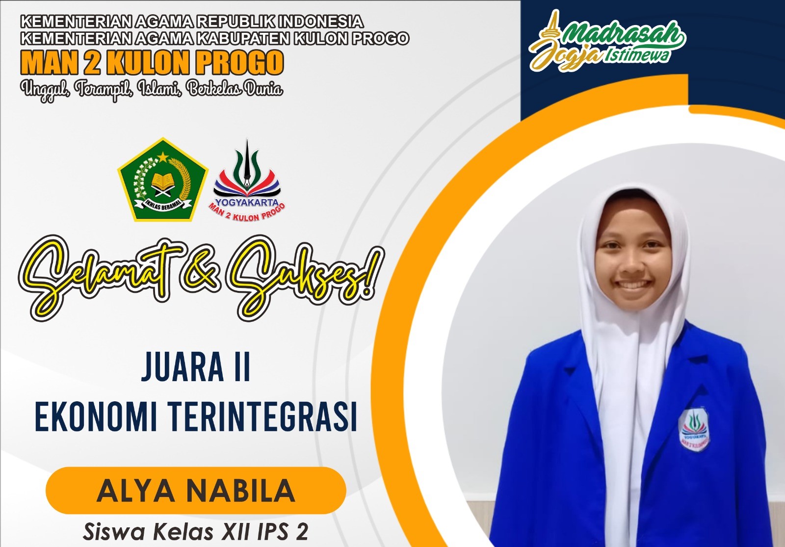 Alya Nabila MAN 2 Kulon Progo Juara 2 KSM Provinsi DIY Cabang Ekonomi ...