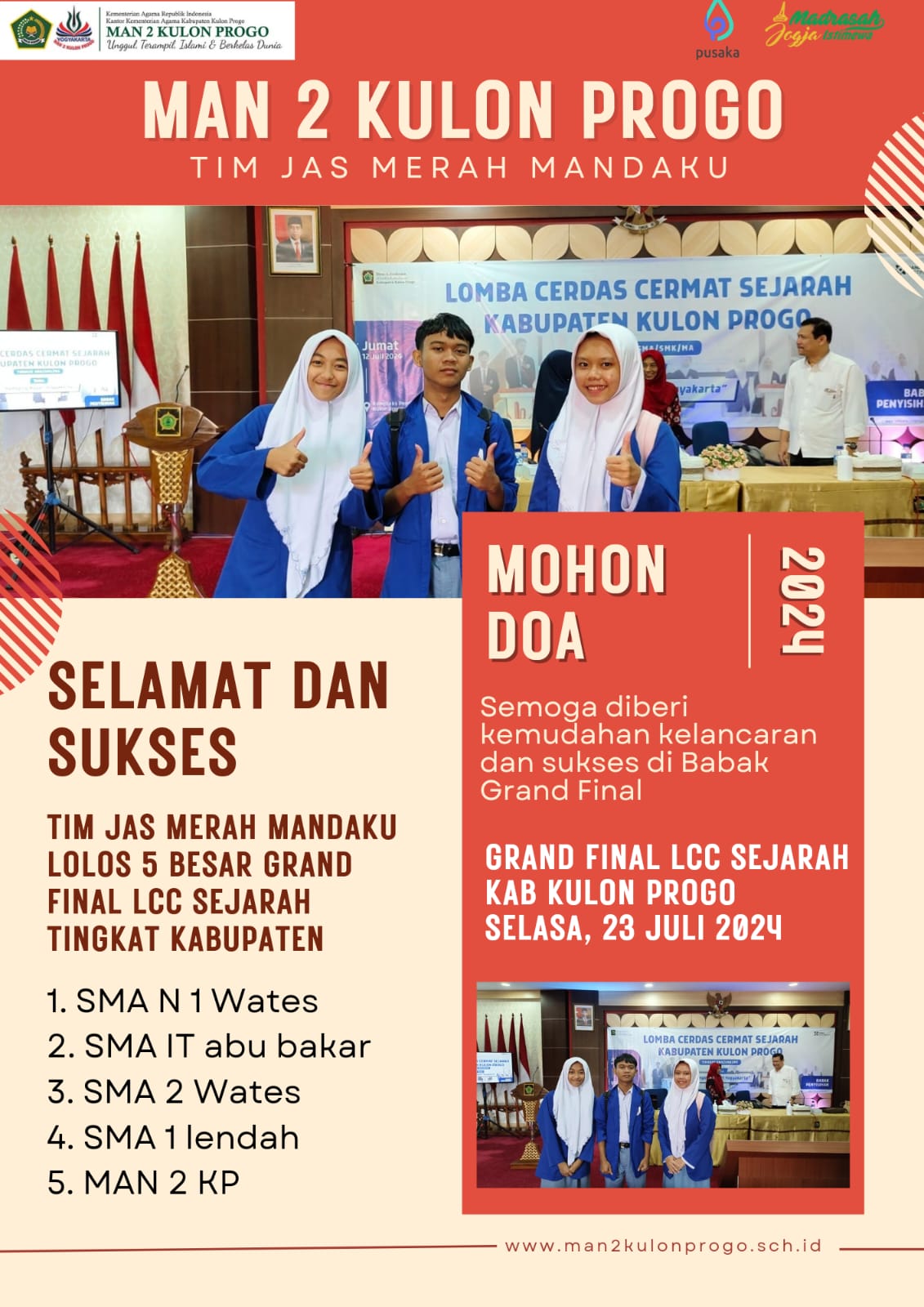 Tim Jas Merah MAN 2 Kulon Progo Lolos ke Final LCC Sejarah 2024 – MAN 2 ...